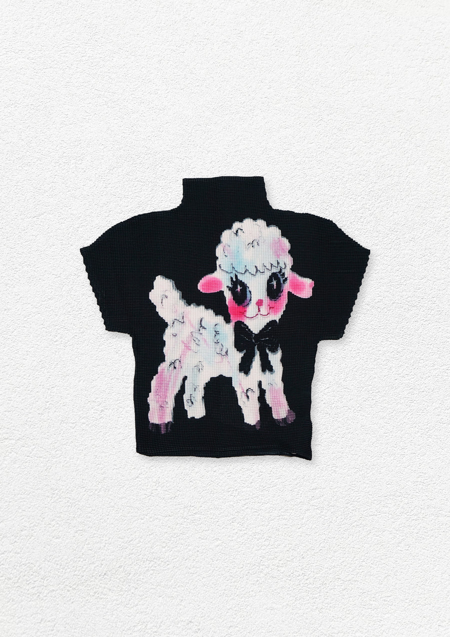 Lamb crinkle stretch crop tee - black – Future Fusion Online