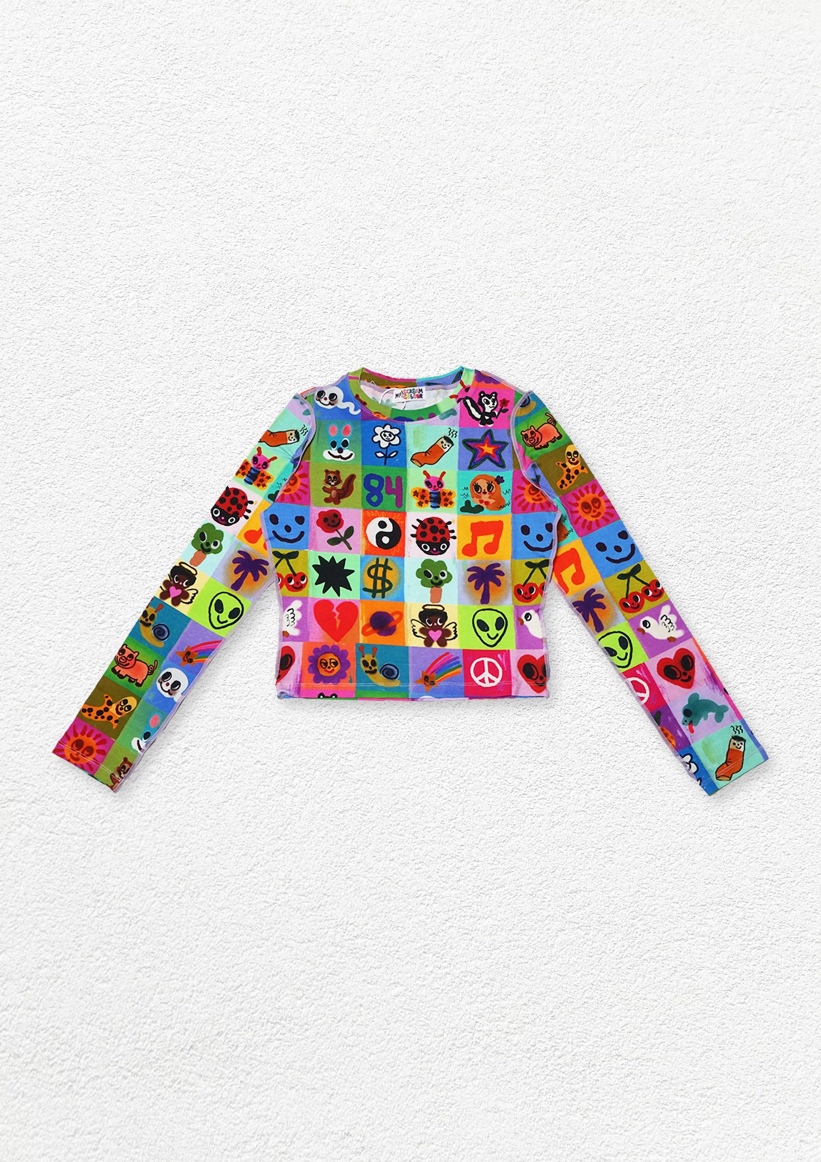 Illustration long sleeve tee - multicolour checkerboard – Future Fusion Online