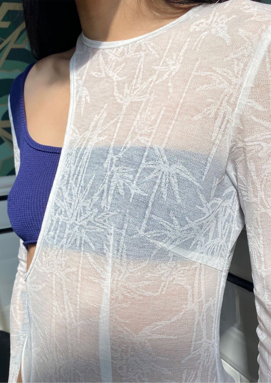 Double layer see-through cut out bodysuit - white – Future Fusion Online
