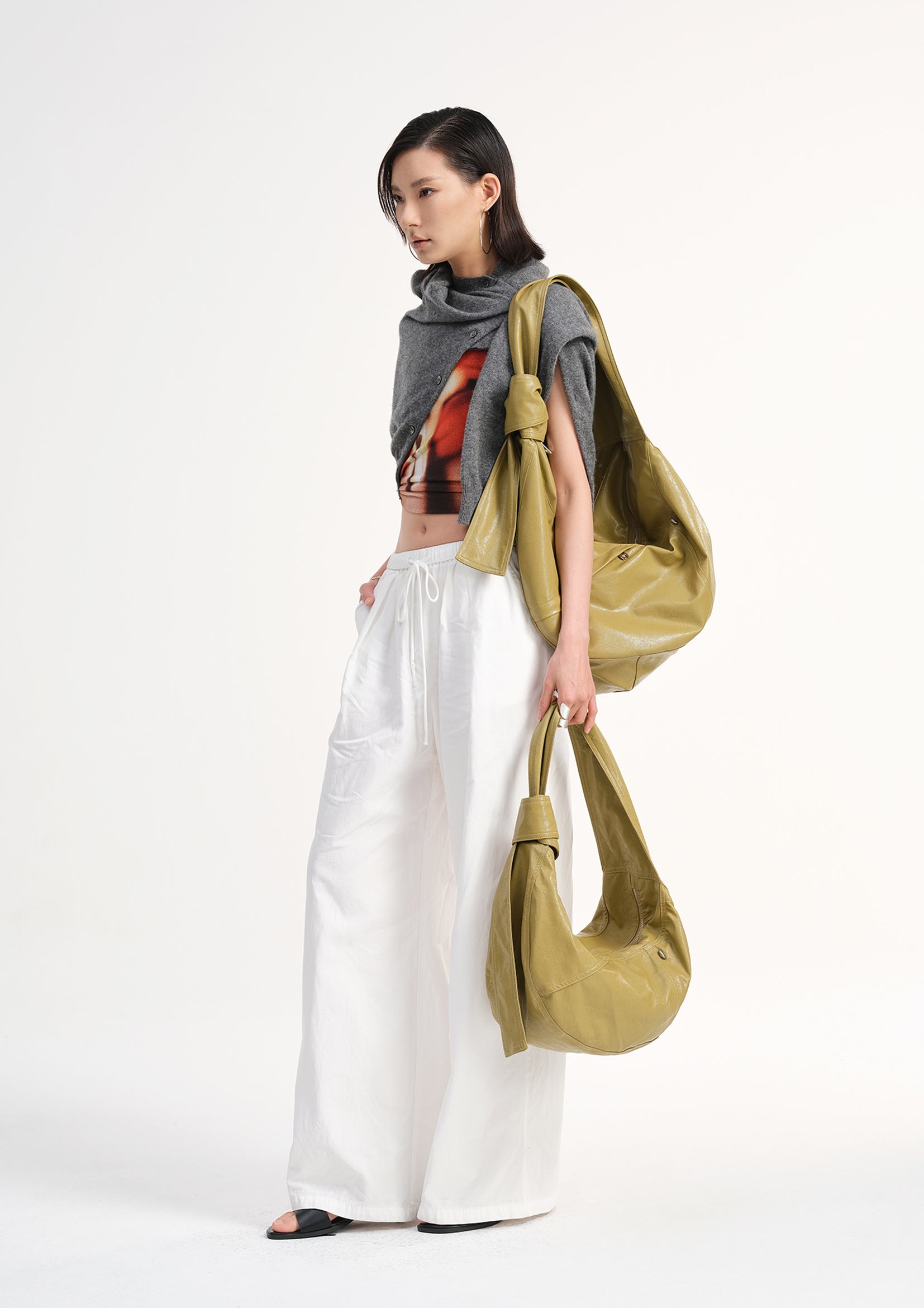 Vegan leather large dumpling bag - mustard – Future Fusion Online