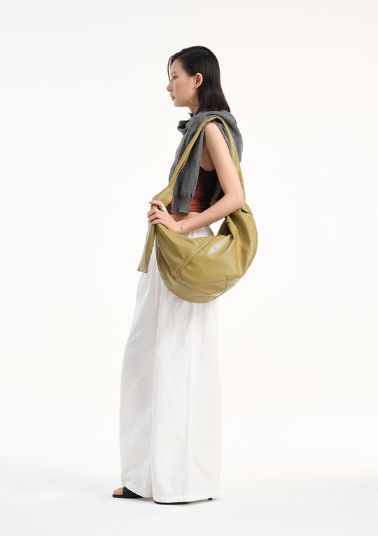 Vegan leather large dumpling bag - mustard – Future Fusion Online