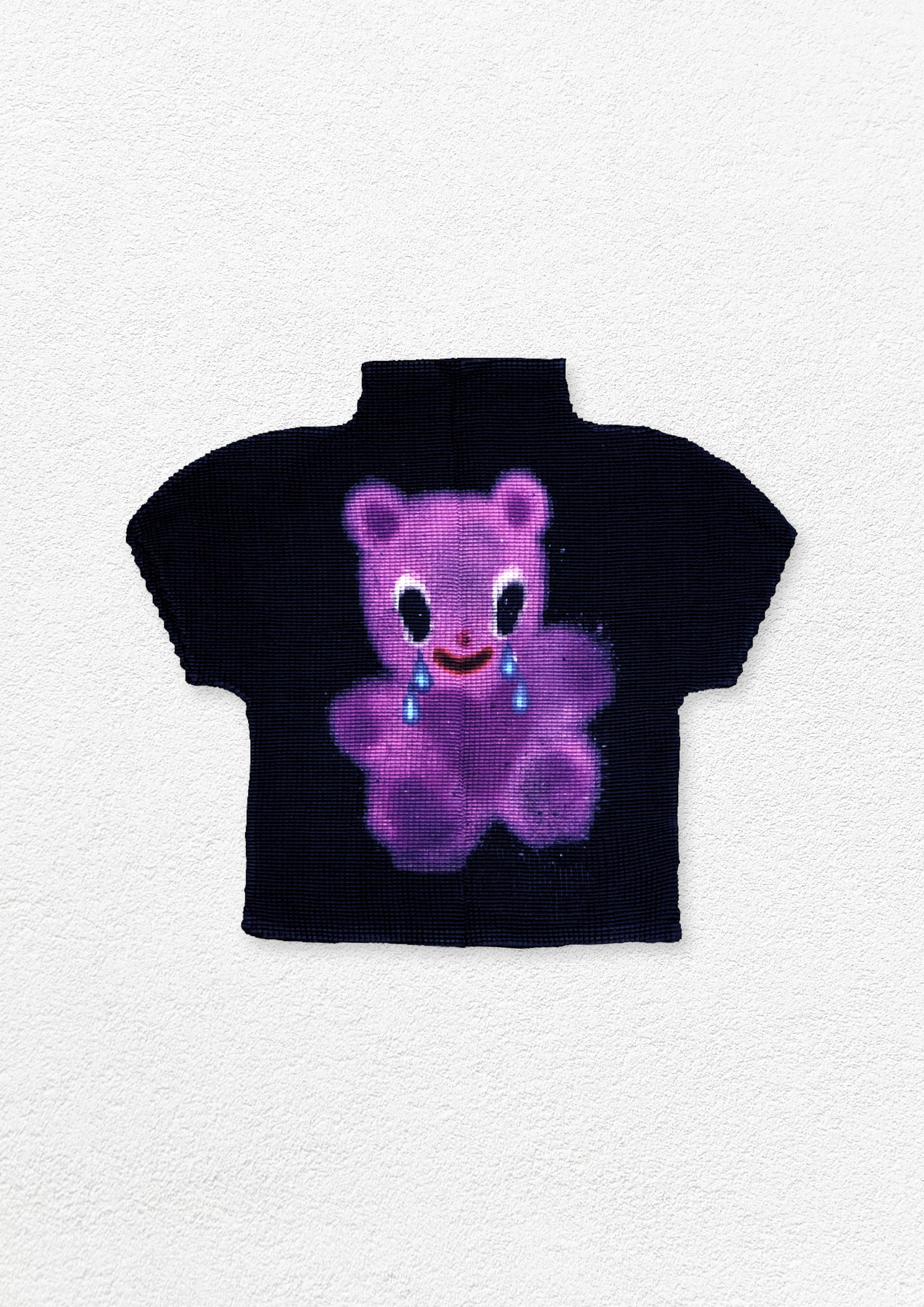 Purple bear crinkle stretch crop tee - black – Future Fusion Online