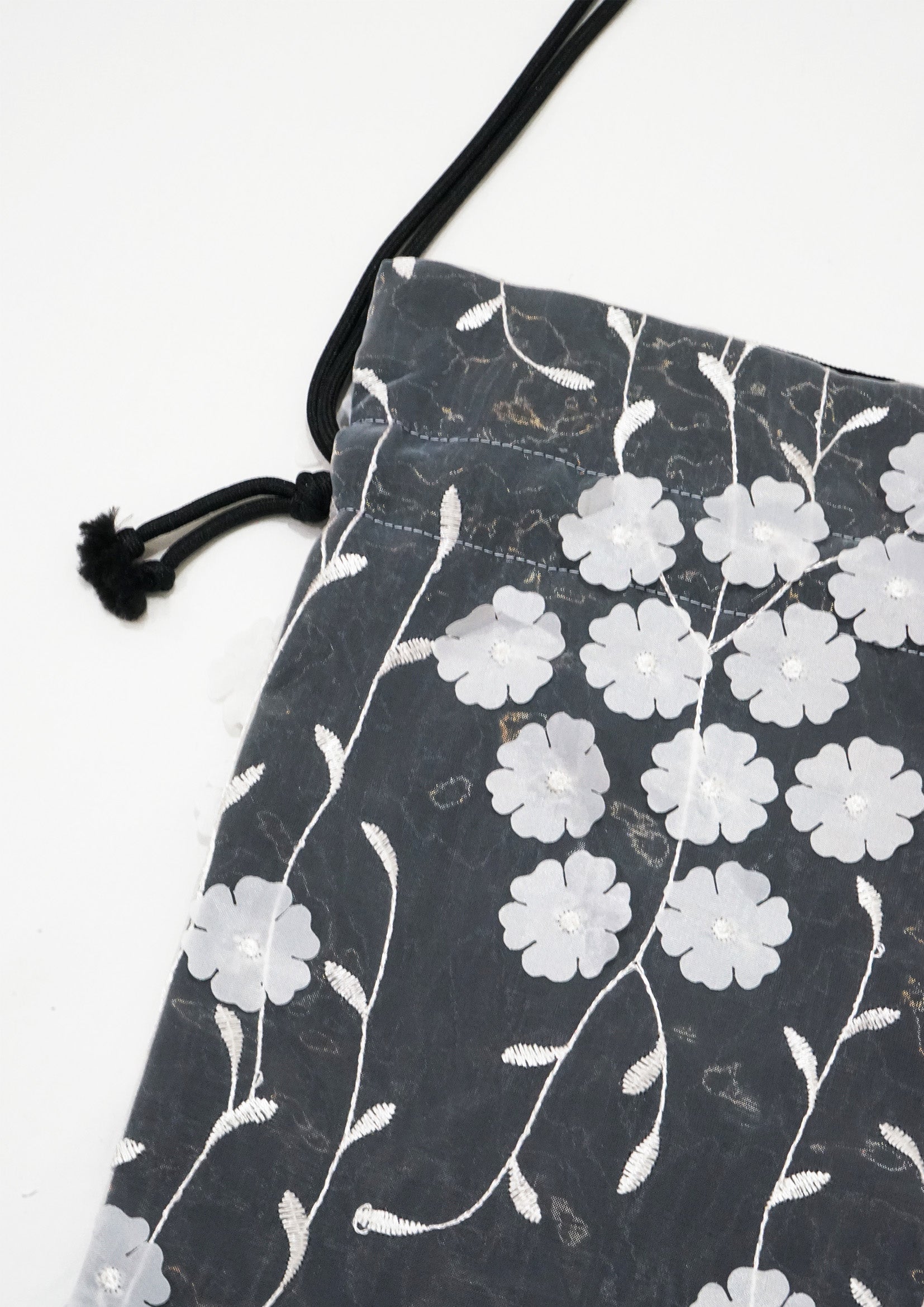 Embroidery 3D flower drawstring crossbody pouch bag – Future Fusion Online